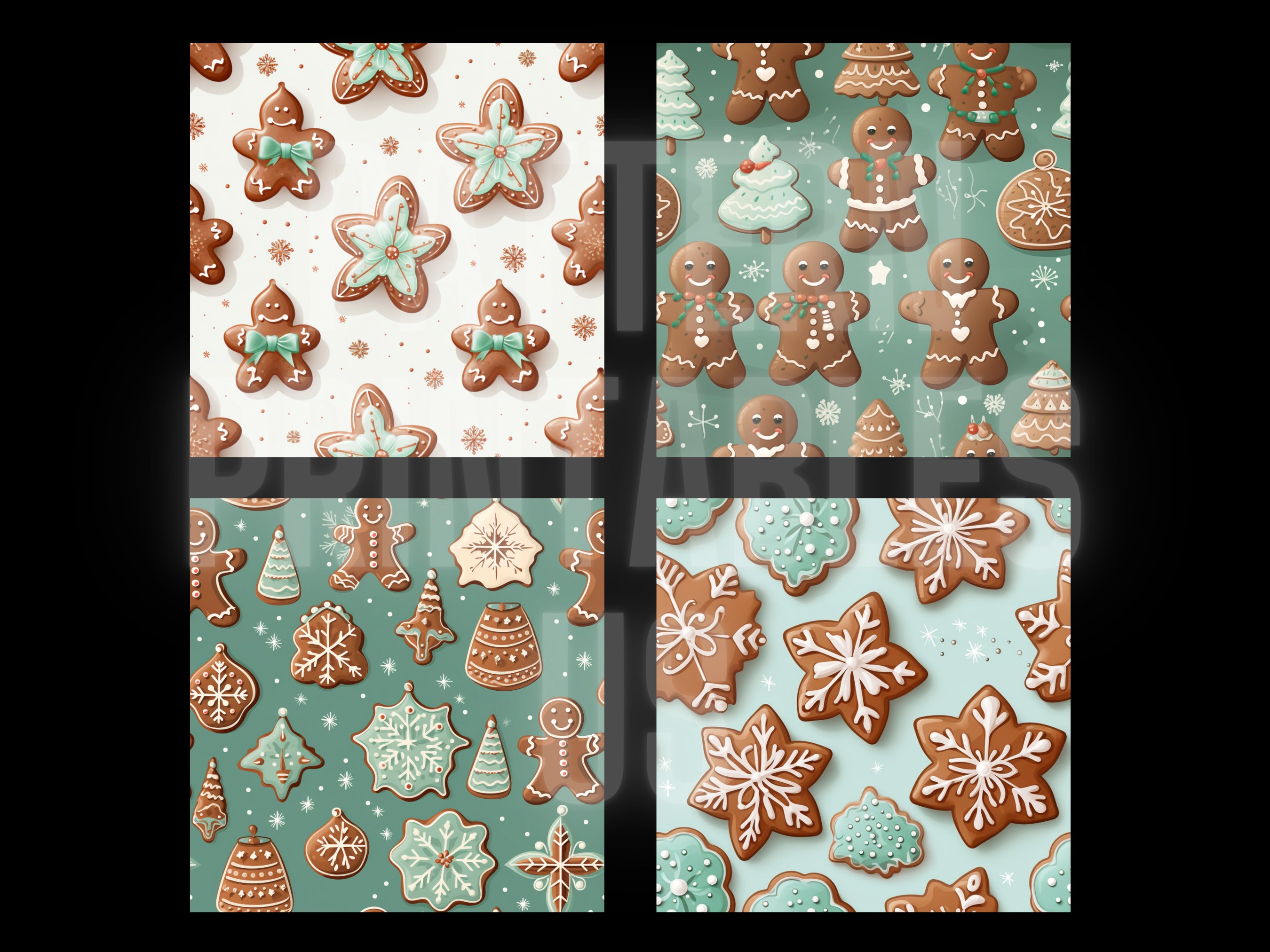 Gingerbread Digital Paper, Printable Background, Scrapbook Papers ...