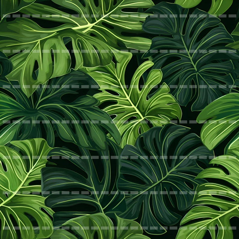 Monstera Leaves Printable Background Scrapbook Papers, 12x12 Seamless ...