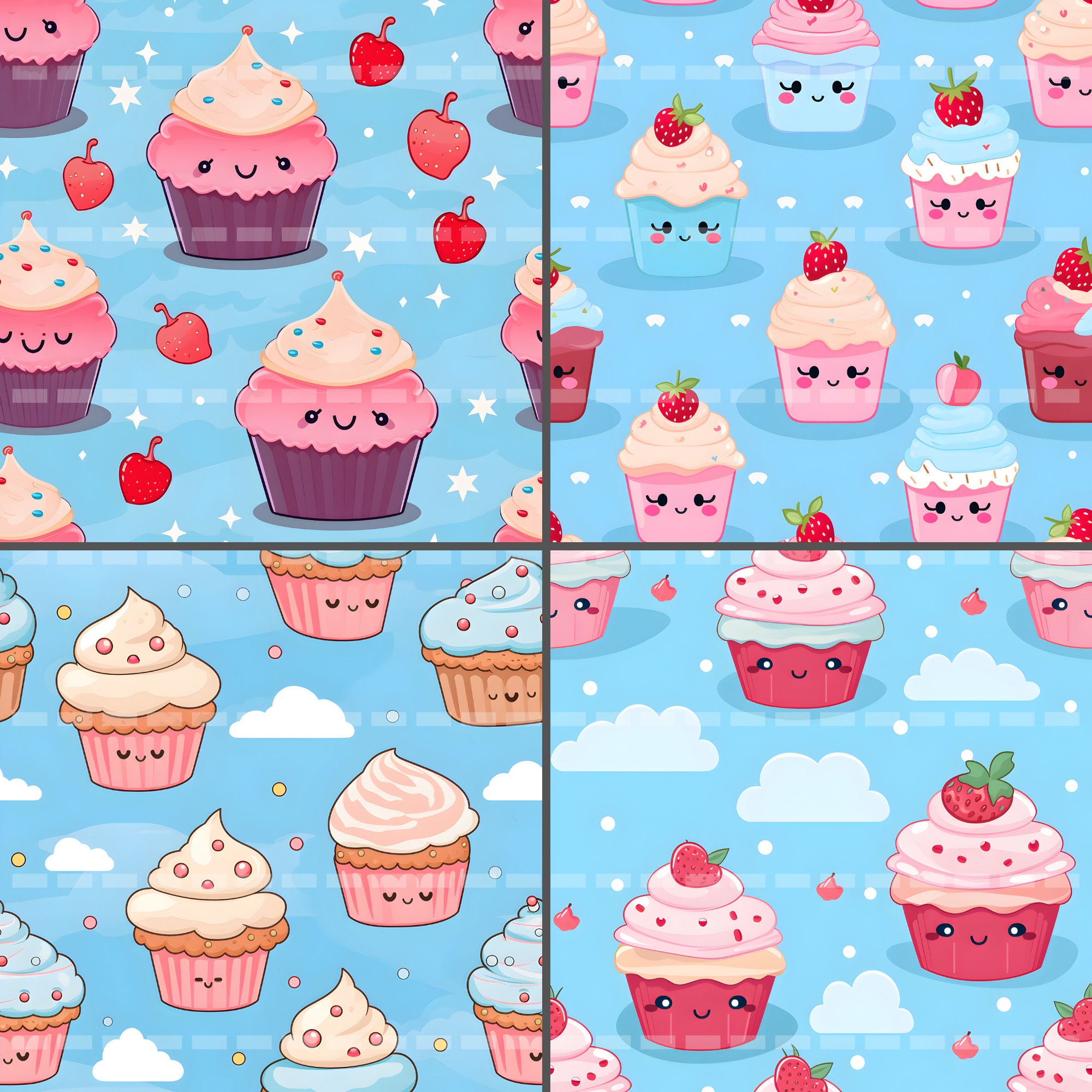 Cute Cupcakes Printable Background Scrapbook Papers, 12x12 Seamless ...