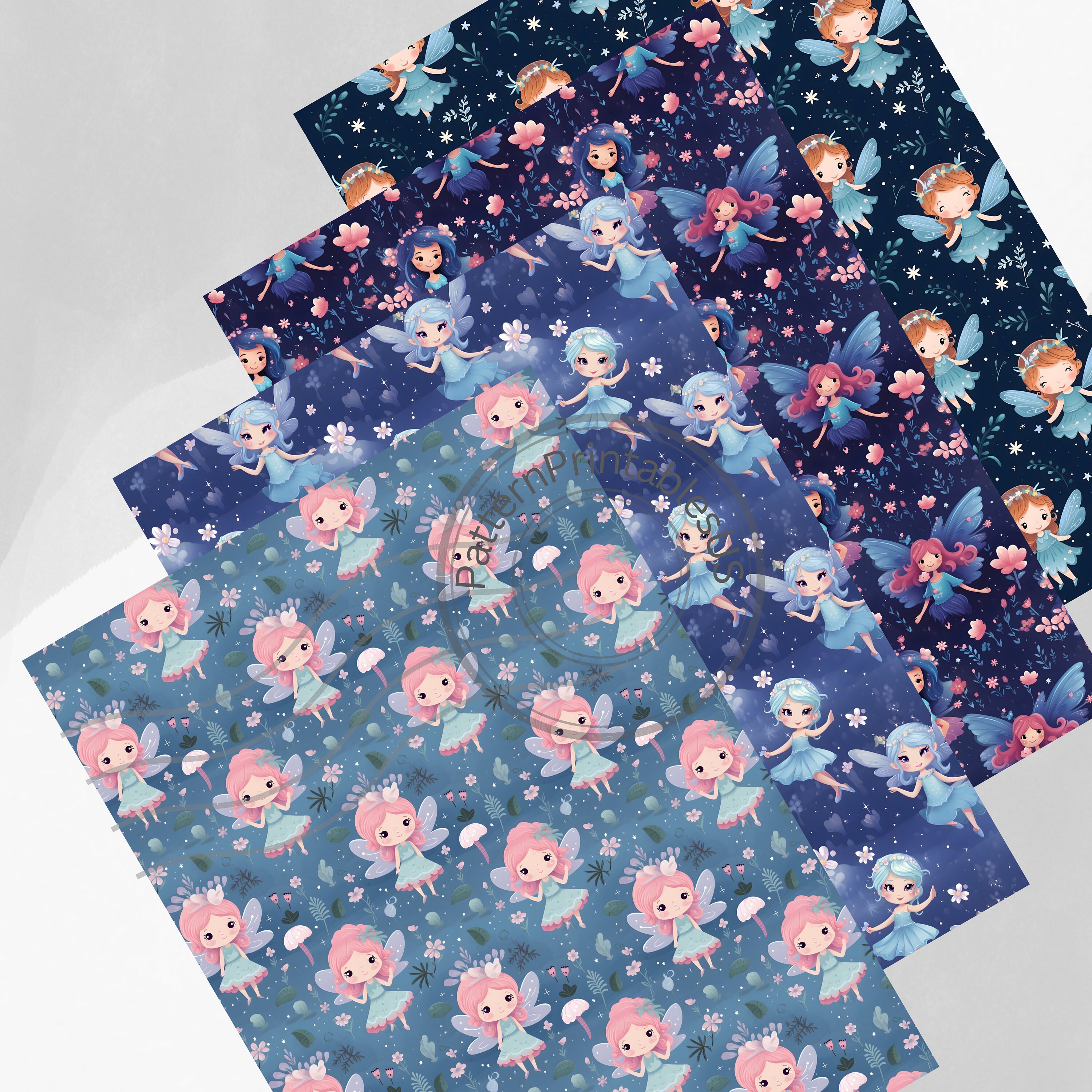 Cute Fairies Digital Paper, Printable Background Scrapbook Papers 8 ...
