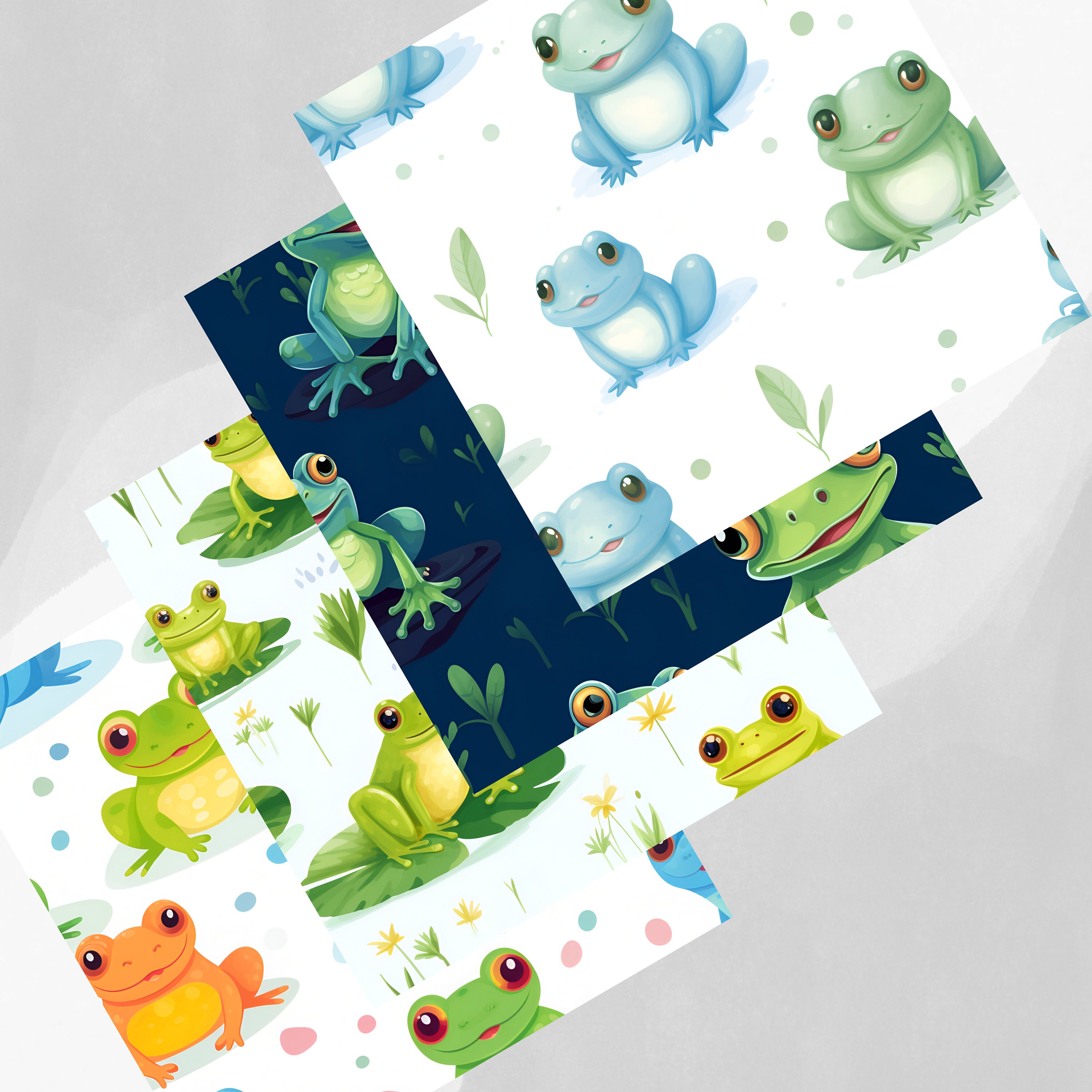 Playful Frogs Digital Paper Printable Background Scrapbook Papers 12x12 ...