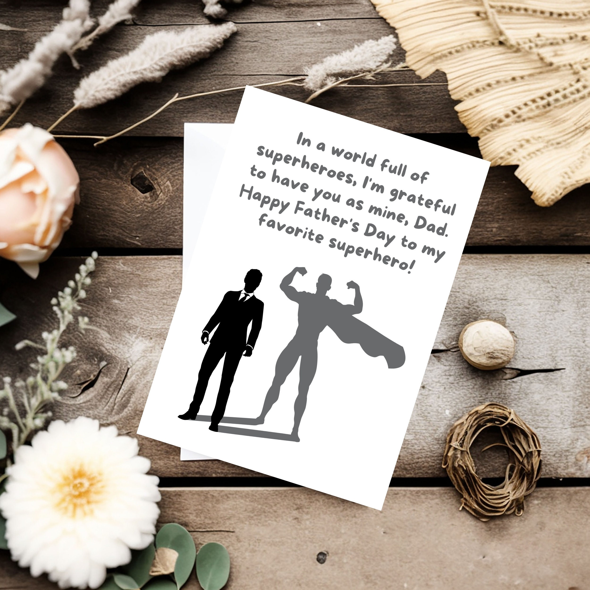 Superhero Father's Day Printable Greeting Card With DIY Printable ...