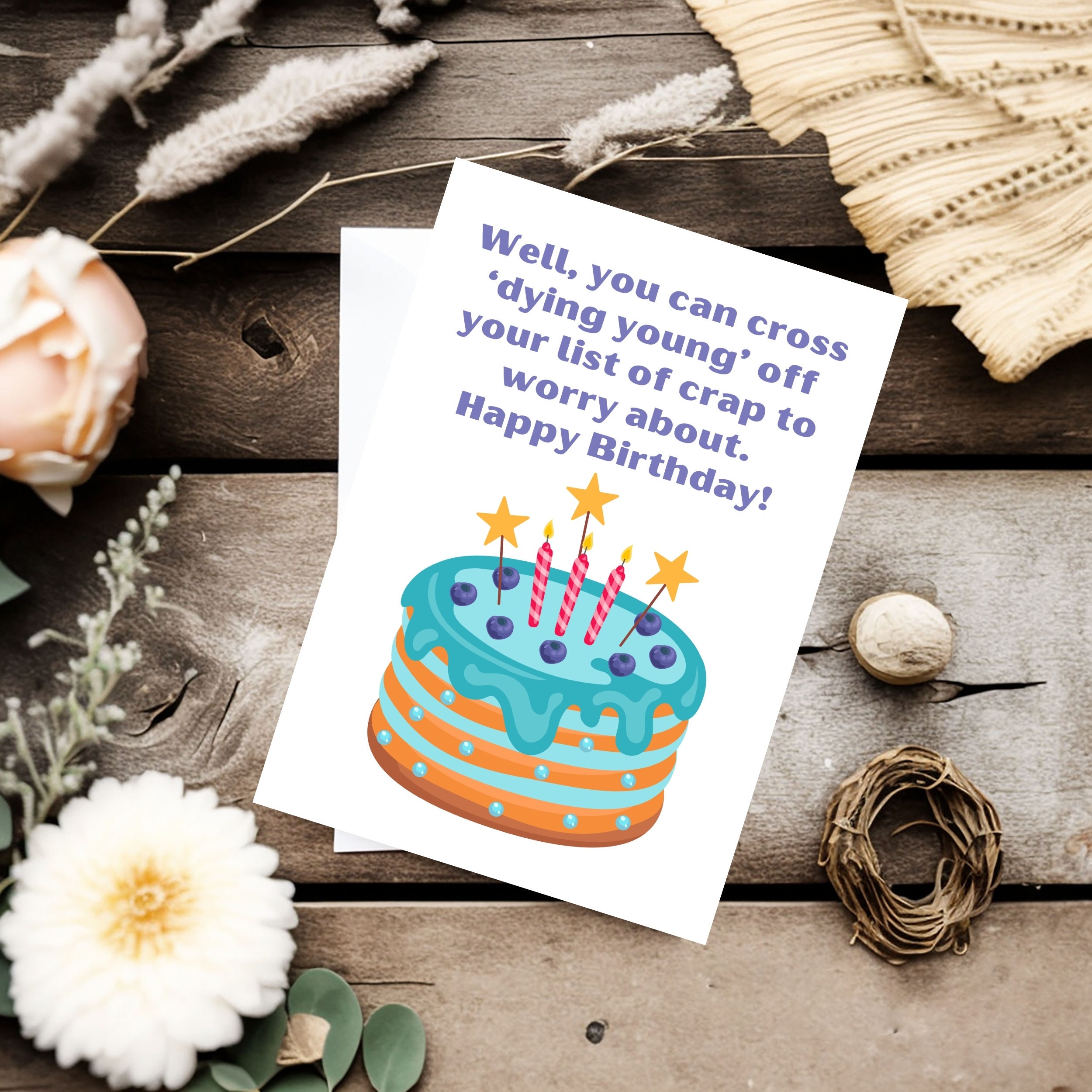 Over the Hill Birthday Printable Greeting Card and Envelope Instant ...
