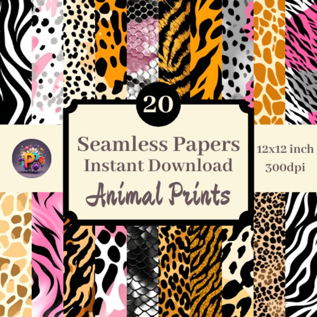 Animal Prints Digital Paper Printable Background Scrapbook - Etsy
