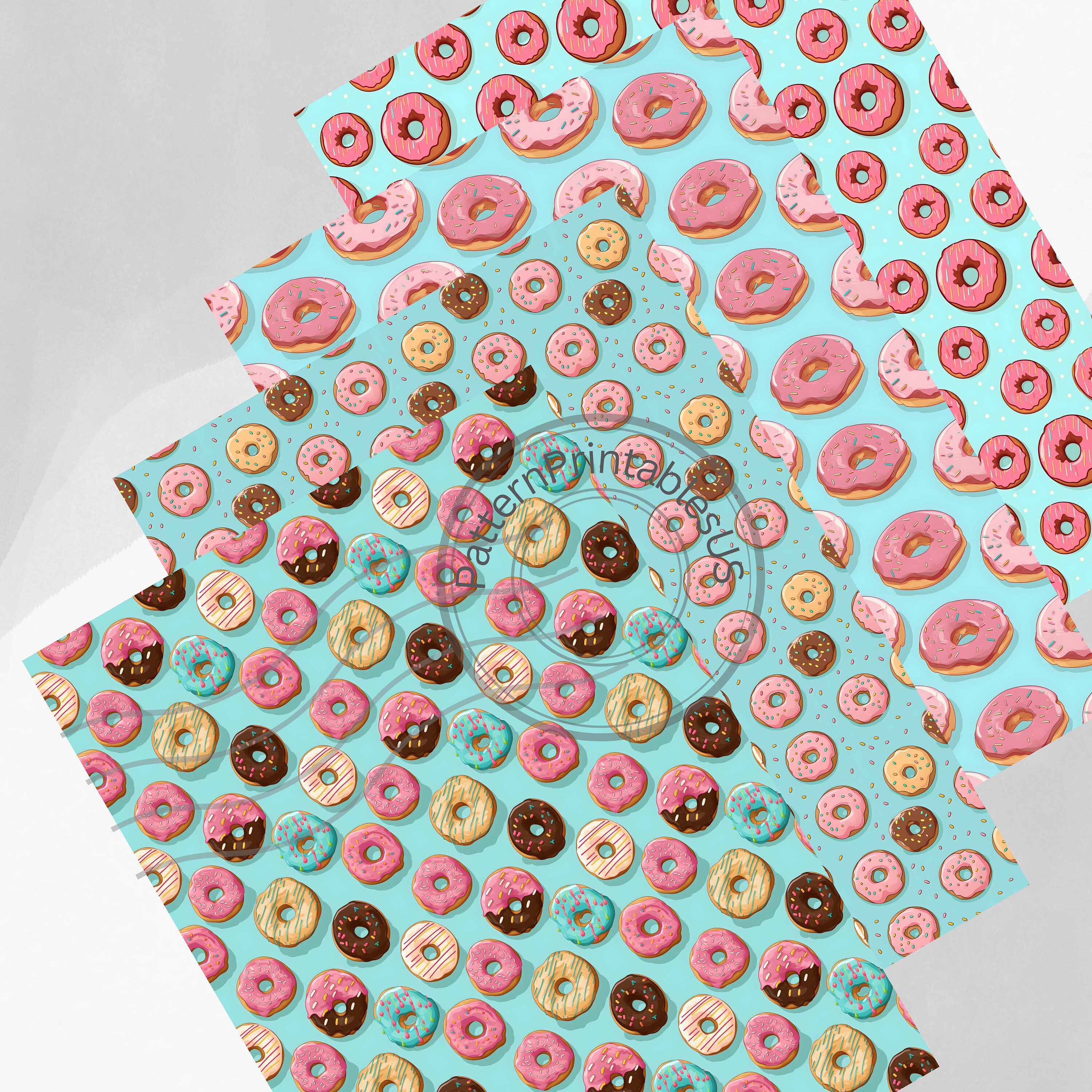 Donuts Digital Paper, Printable Background Scrapbook Papers 8.5x11 ...