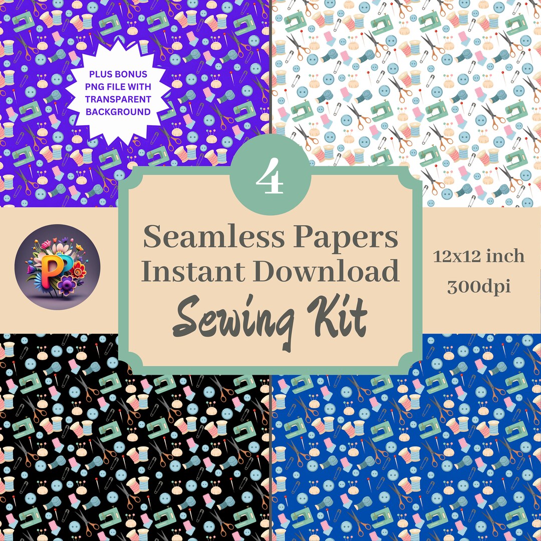 Sewing Kit Printable Background Scrapbook Papers, 12x12 Seamless ...