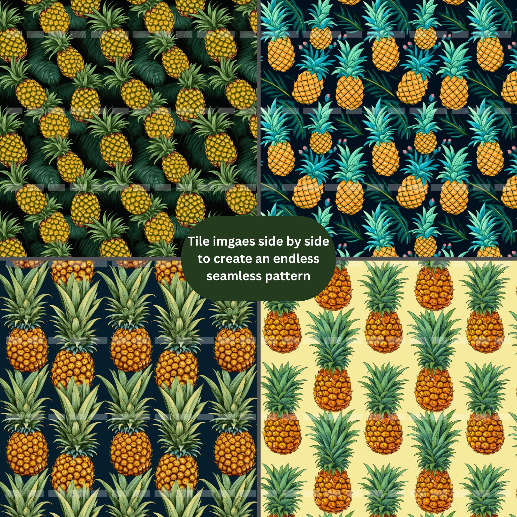 Pineapples Printable Background Scrapbook Papers, 12x12 Seamless ...