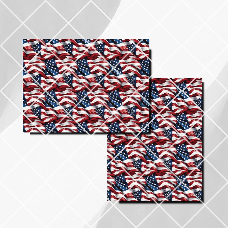 American Flags Digital Paper, Printable Background Scrapbook Papers 8 ...
