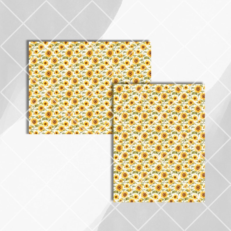 Watercolor Sunflowers 8.5x11 Repeat Pattern Digital Paper Printable ...