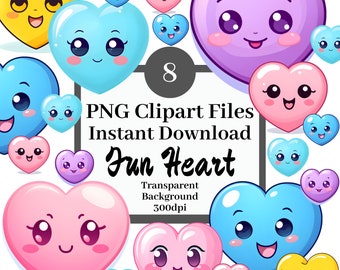 Cute Hearts Clipart Bundle Set of 68 Clipart Files Kawaii Hearts Cute ...