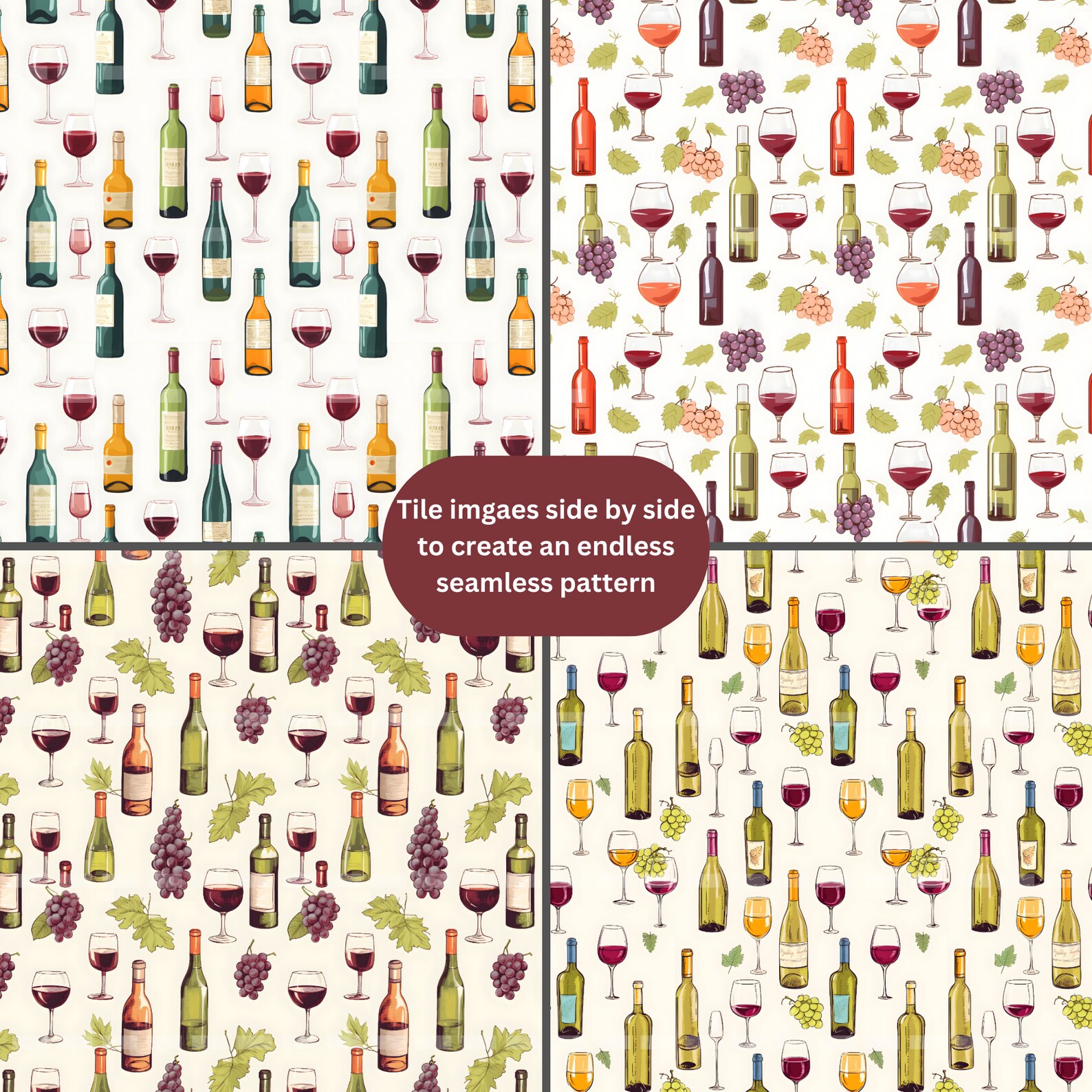 Wine Bottles Printable Background Scrapbook Papers, 12x12 Seamless ...