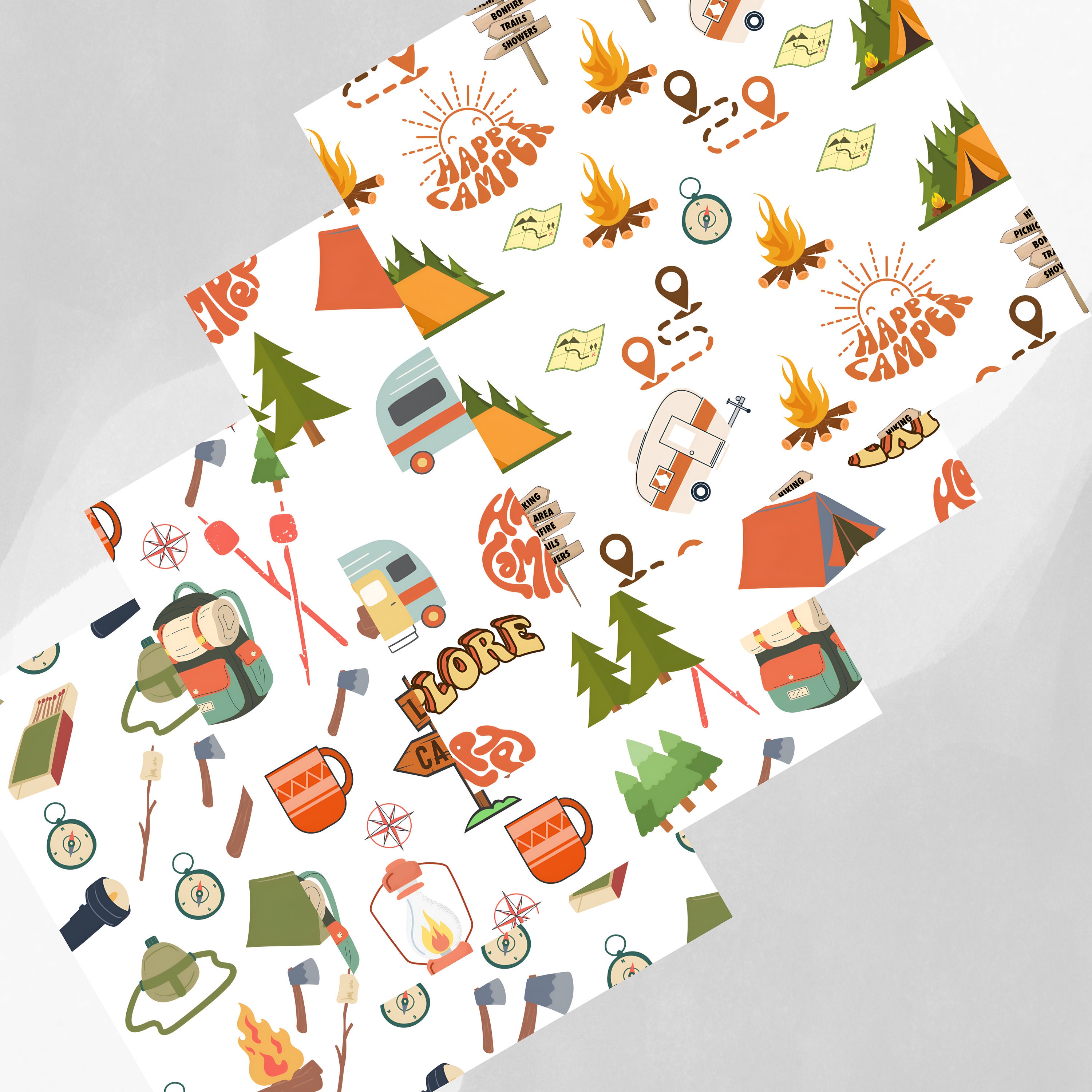 Happy Camper Printable Background Scrapbook Papers 12x12 Seamless ...