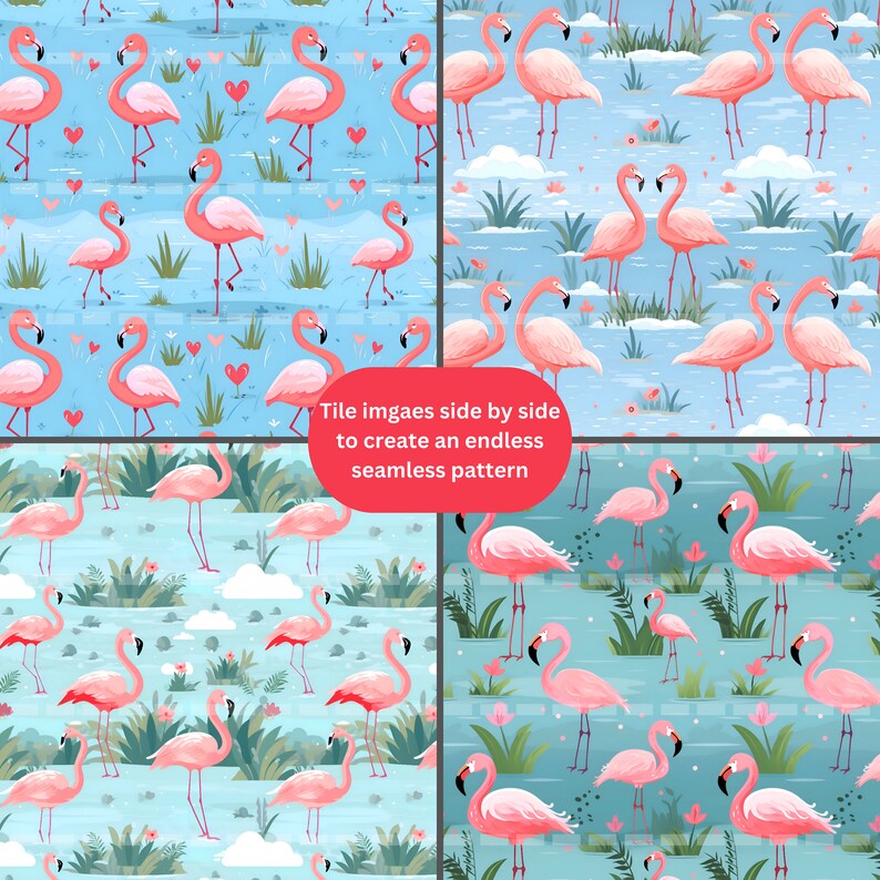 Pink Flamingo Printable Background Scrapbook Papers, 12x12 Seamless ...