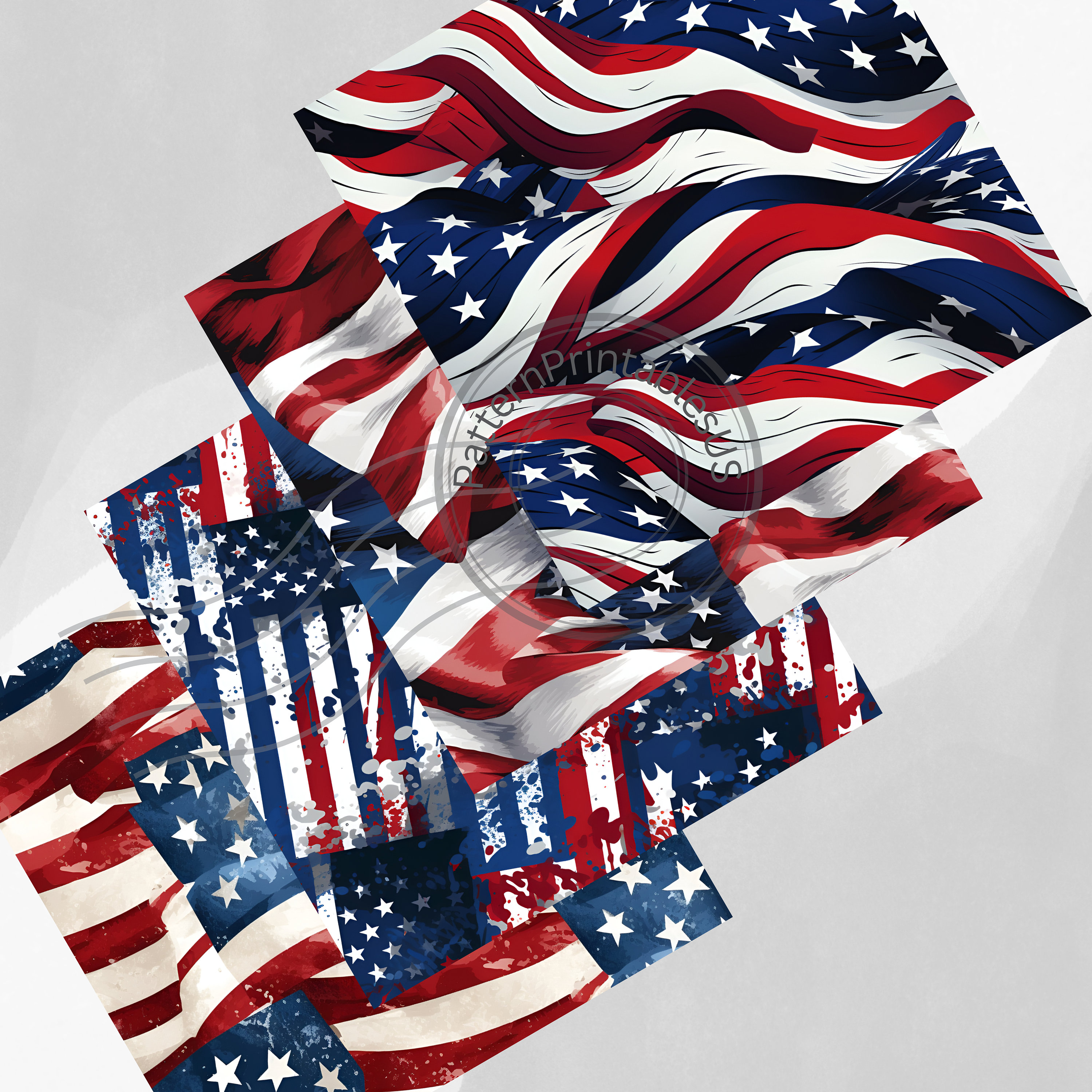 American Flags Digital Paper Printable Background Scrapbook Papers ...