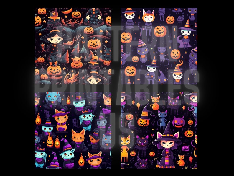 Witches & Cats Digital Paper, Printable Background, Scrapbook Papers ...