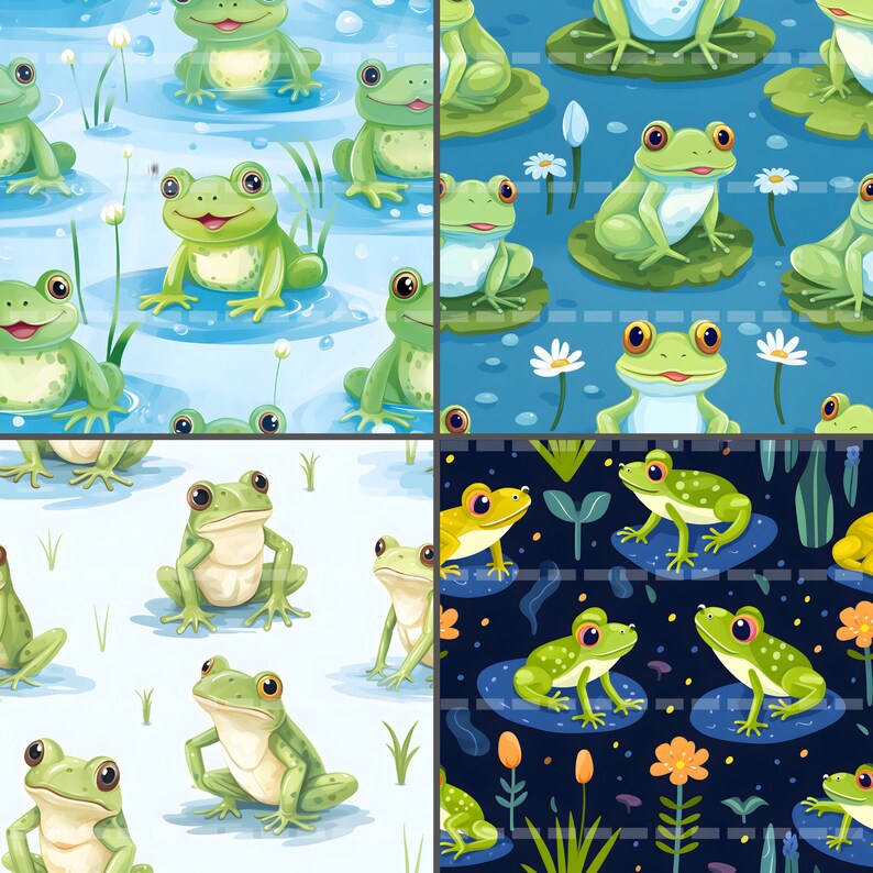 Cute Frogs Printable Background Scrapbook Papers, 12x12 Seamless ...