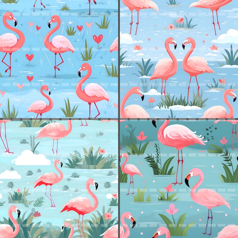 Pink Flamingo Printable Background Scrapbook Papers, 12x12 Seamless ...
