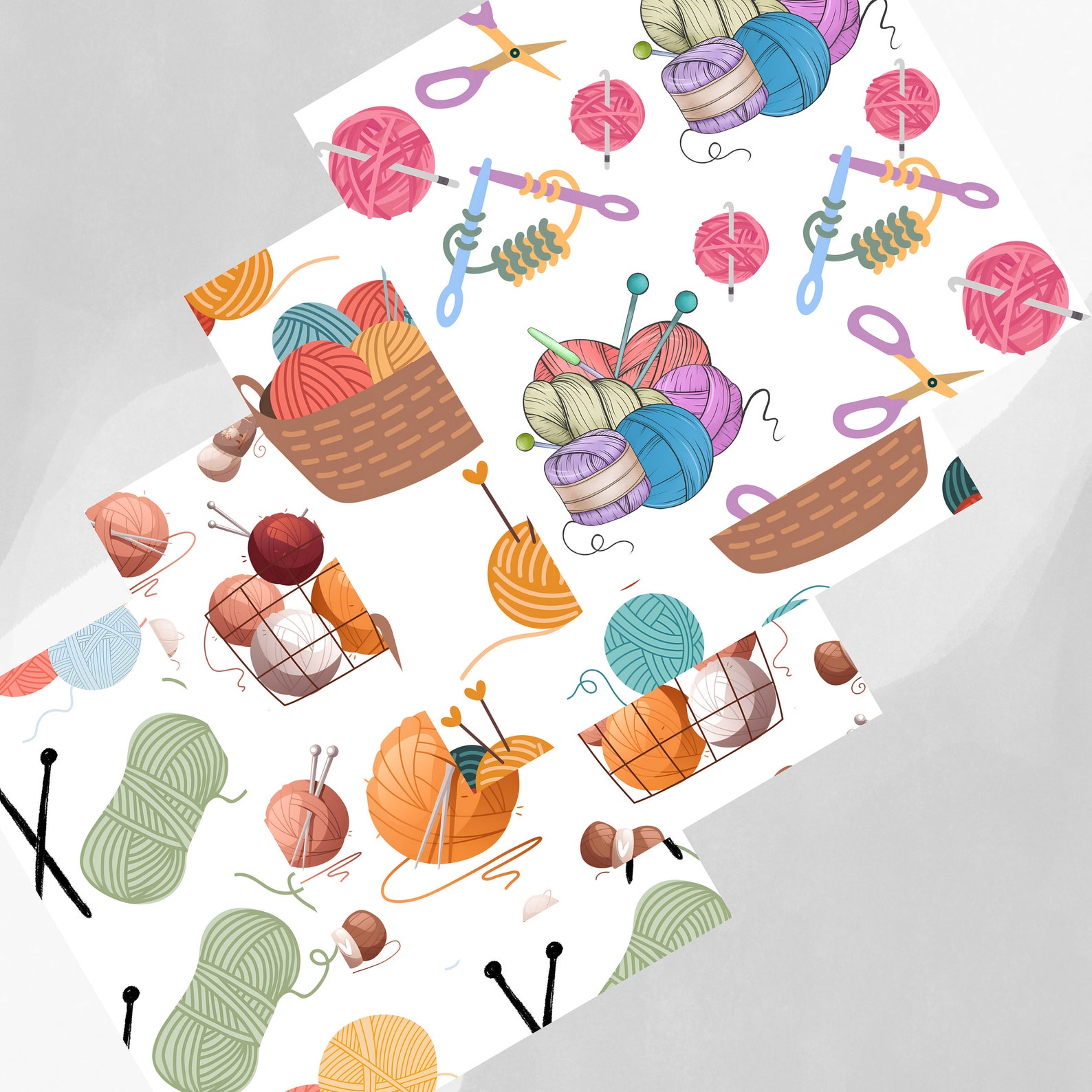 Crochet & Knit Printable Background Scrapbook Papers 12x12 Seamless ...