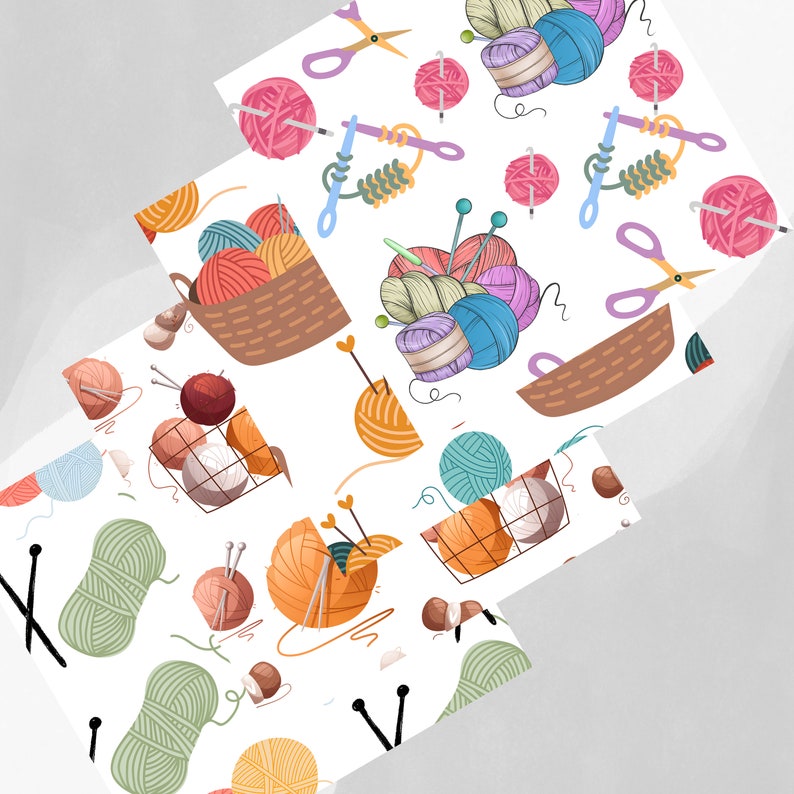Crochet & Knit Printable Background Scrapbook Papers 12x12 Seamless ...