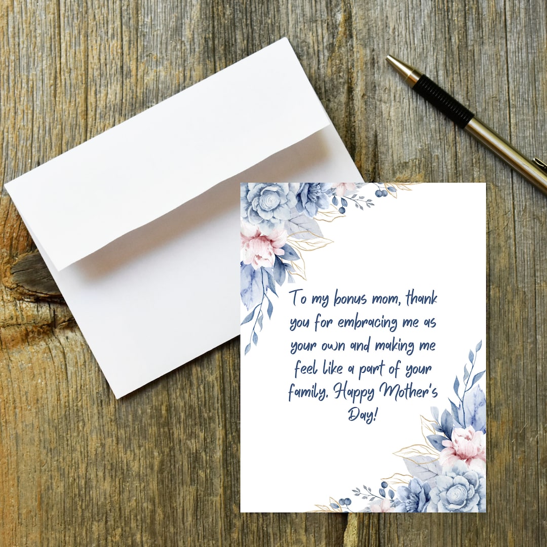 Stepmom Mother's Day Printable Greeting Card Includes DIY Printable ...