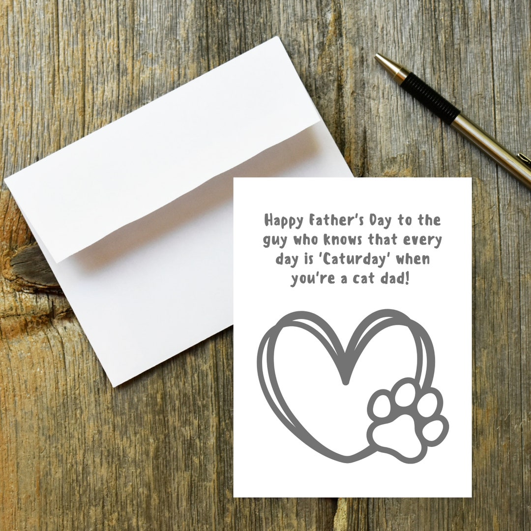 Cat Dad Father's Day Printable Greeting Card With DIY Printable ...