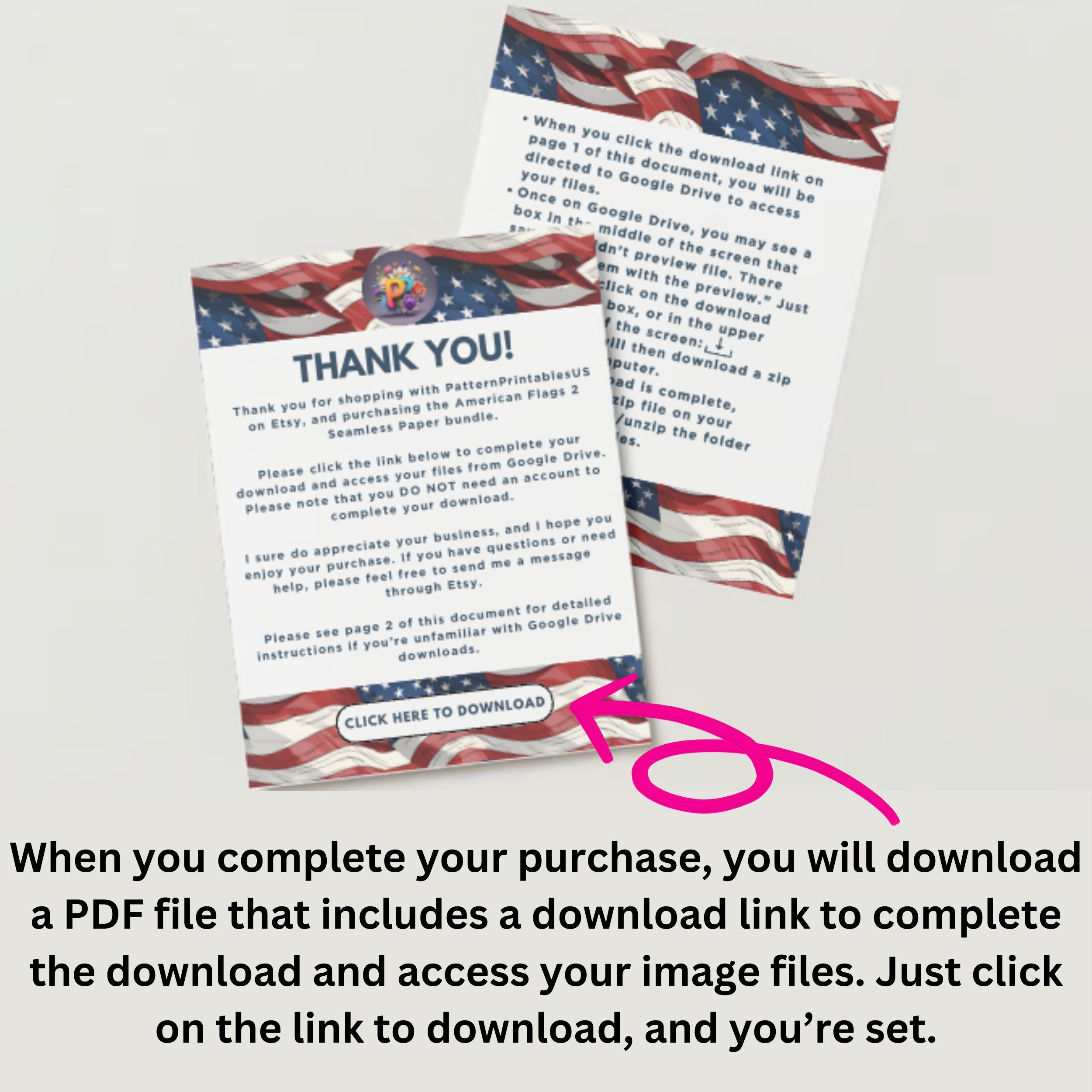 American Flags Digital Paper Printable Background Scrapbook Papers ...