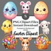 Easter Clipart Bundle Set of 8 Clipart PNG Files Kawaii Easter, Cute ...