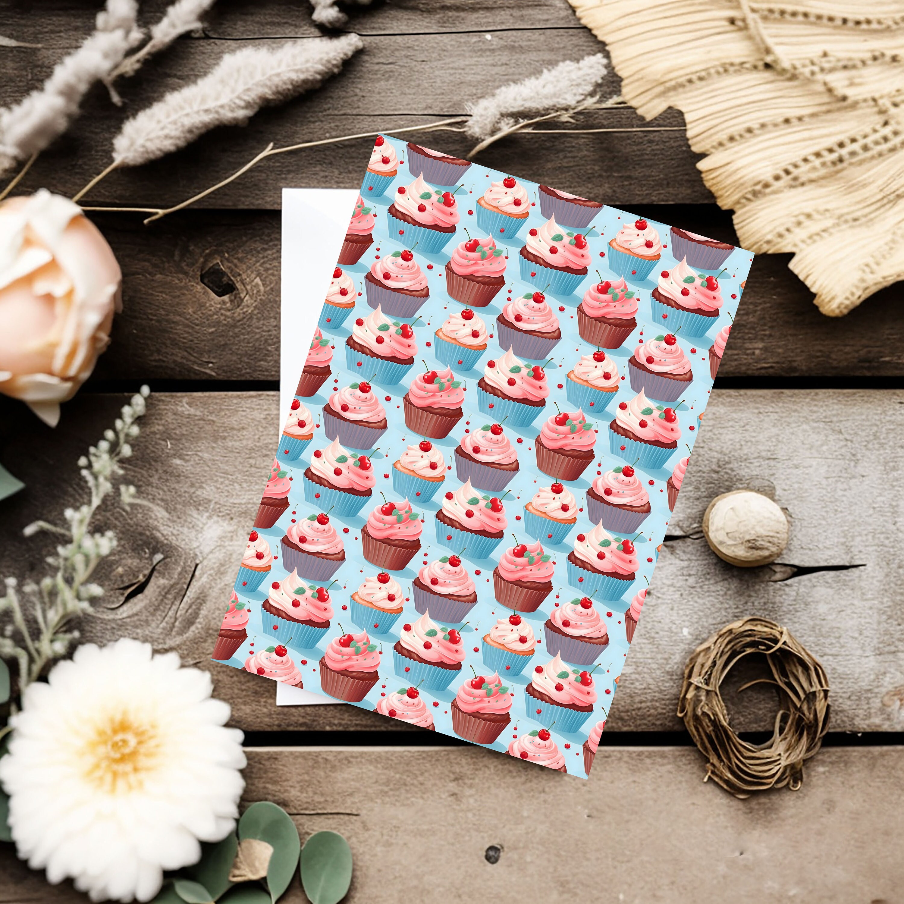 Frosted Cupcakes Digital Paper, Printable Background Scrapbook Papers 8 ...