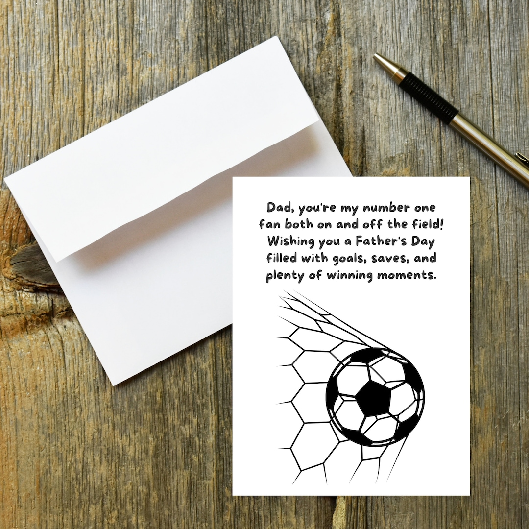 Soccer Father's Day Printable Greeting Card With DIY Printable Envelope ...