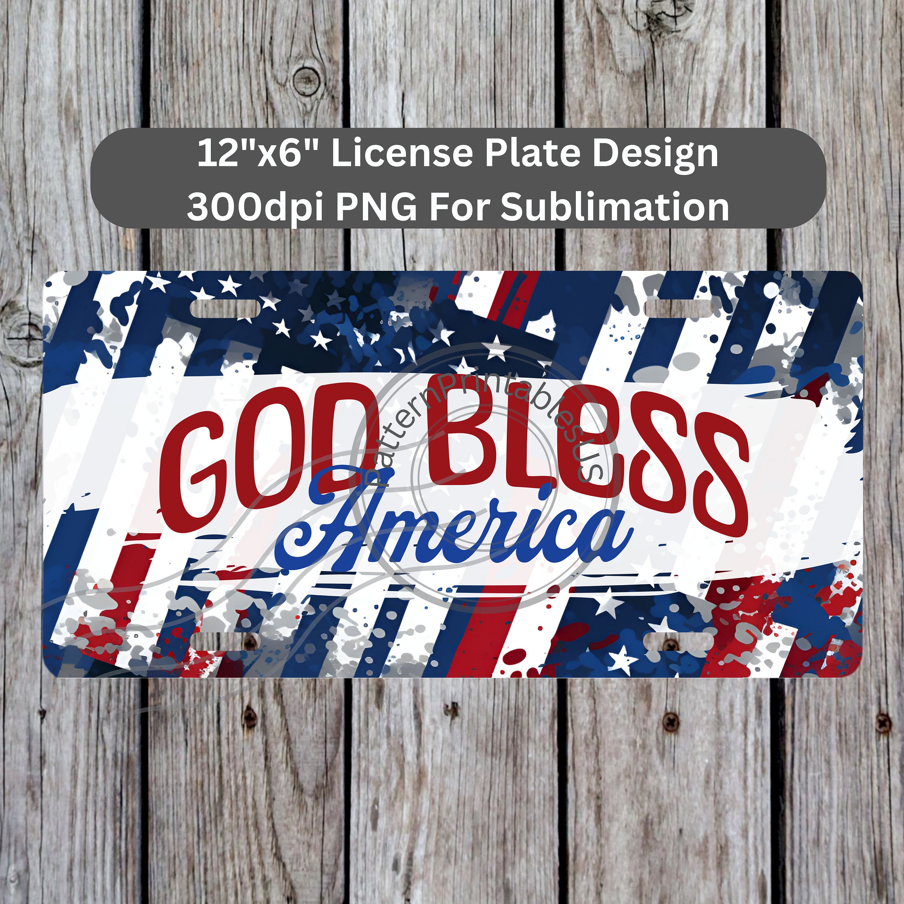 God Bless America License Plate Sublimation Design Instant Download PNG ...