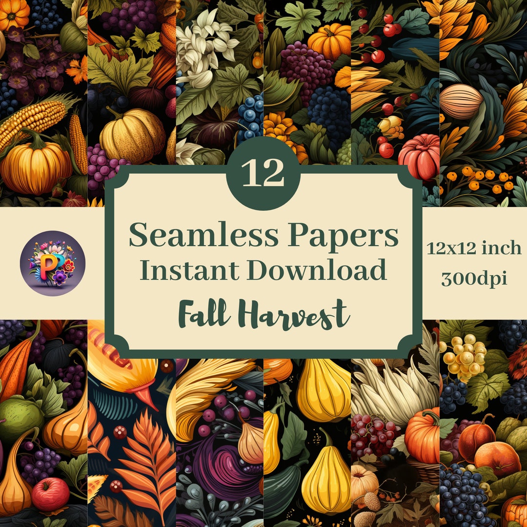 Fall Harvest Digital Paper, Printable Background, Scrapbook Papers ...