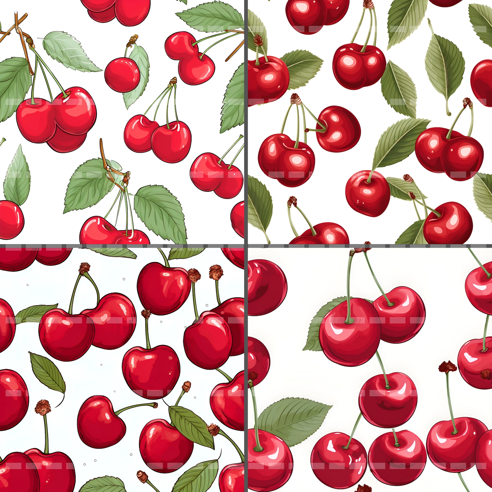 Cherries Printable Background Scrapbook Papers, 12x12 Seamless Pattern ...