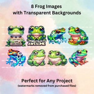 Toad-ally Awesome Frogs Set of 8 Clipart PNG Files Transparent ...