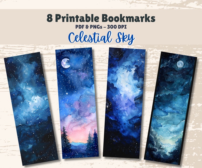 Printable Bookmarks Set of 8 Digital Download 11x8.5 PDF and Separate ...