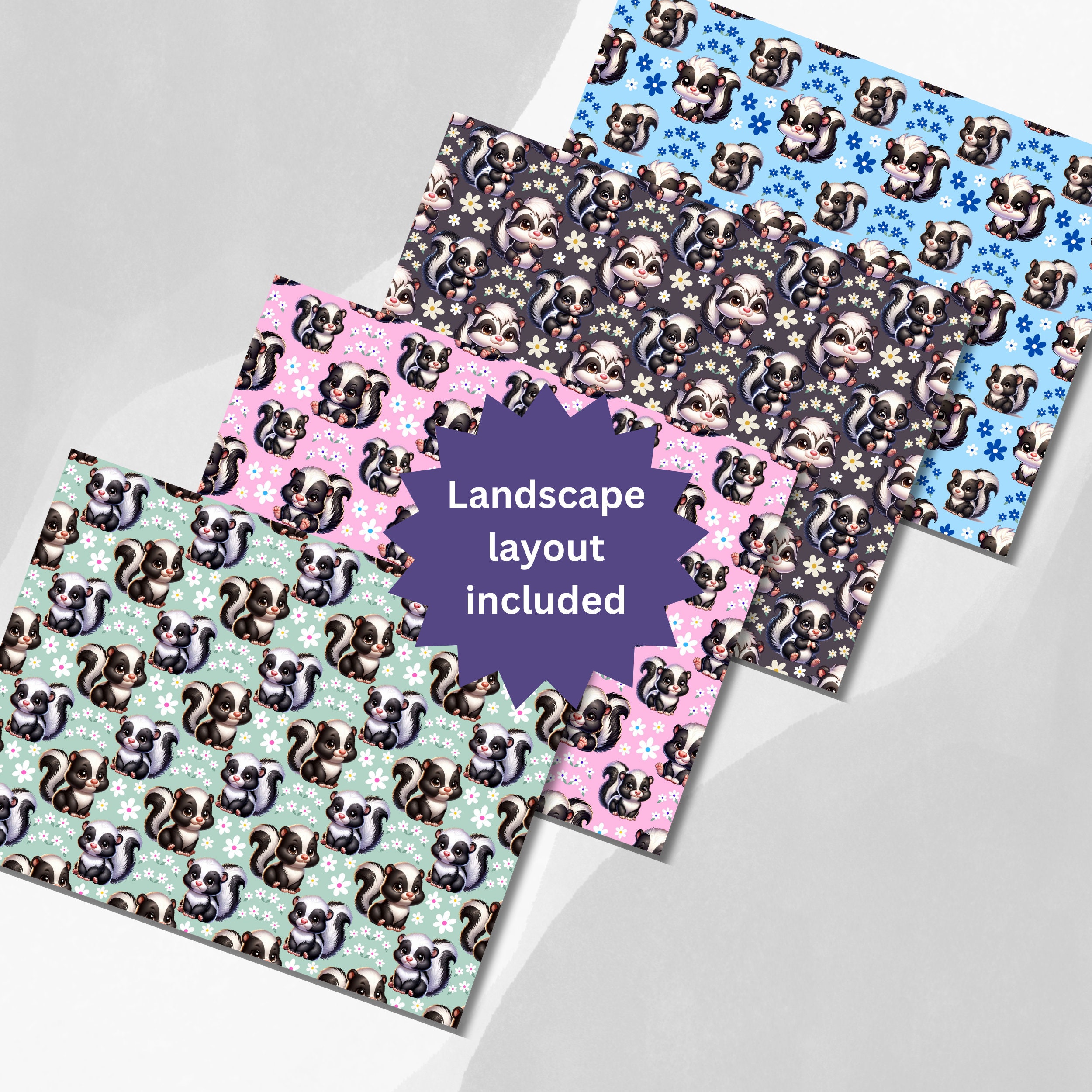 Cute Baby Skunks 8.5x11 Repeat Pattern Digital Paper Printable ...