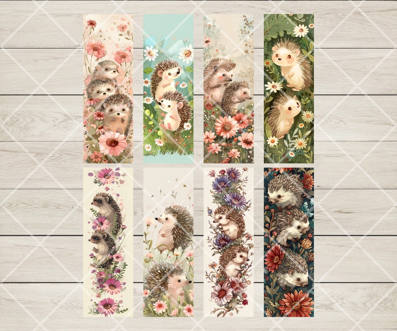 Printable Bookmarks Set of 8 Digital Download 11x8.5 PDF and Separate ...