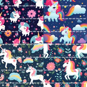 Cute Unicorns Digital Paper, Printable Background, Scrapbook Papers ...