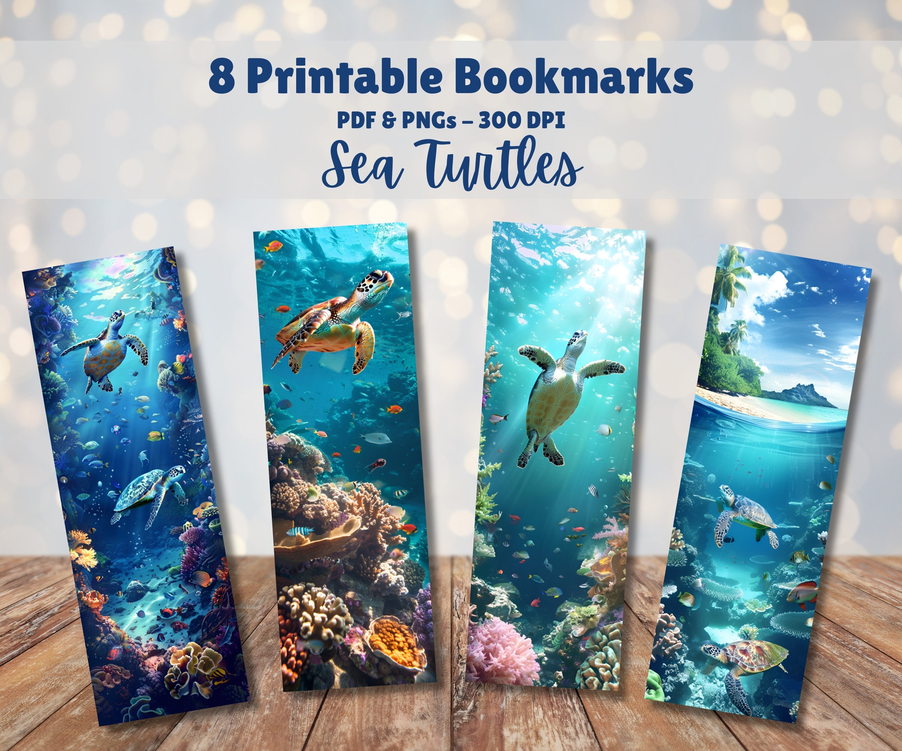Printable Bookmarks Set of 8 Digital Download 11x8.5 PDF and Separate ...