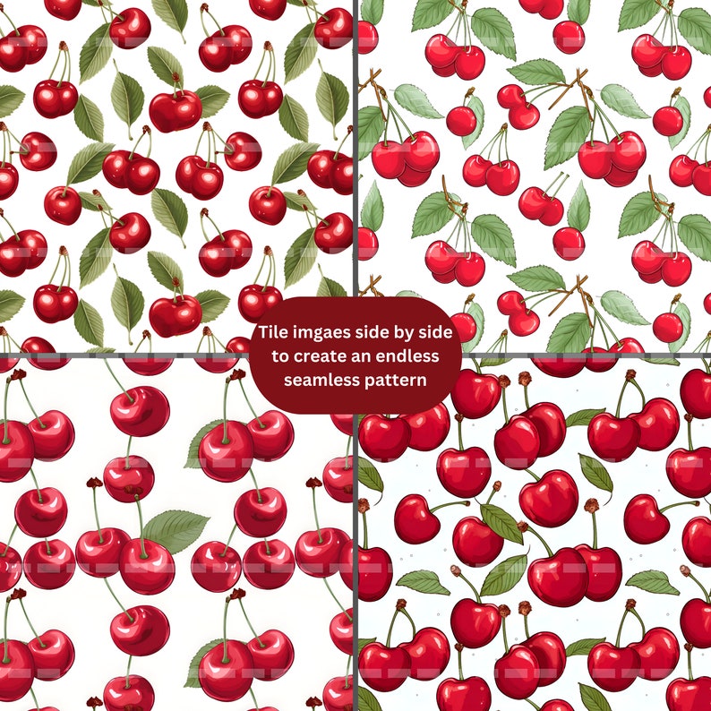 Cherries Printable Background Scrapbook Papers, 12x12 Seamless Pattern ...