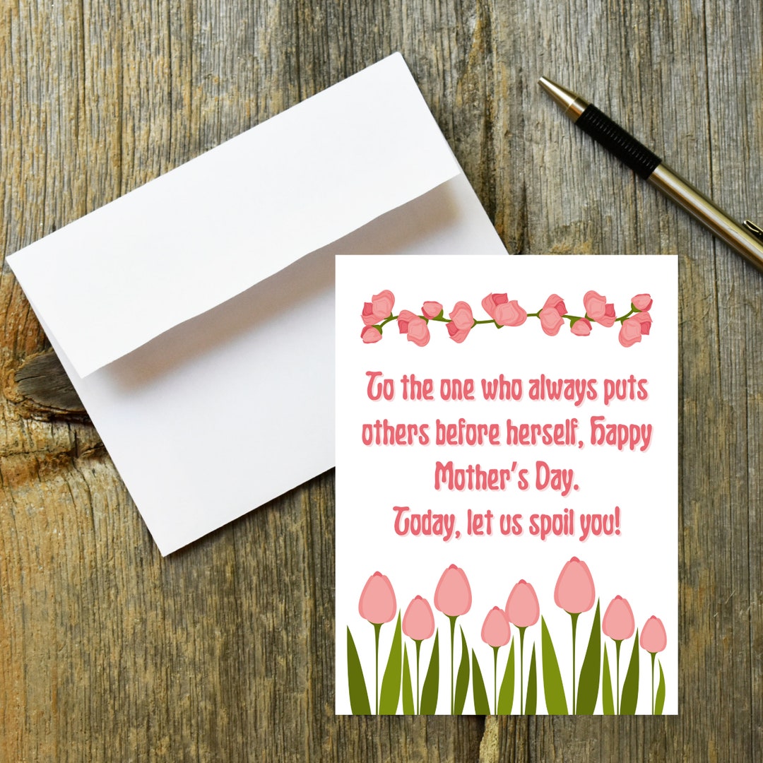 Mother's Day Printable Greeting Card Includes DIY Printable Envelope ...