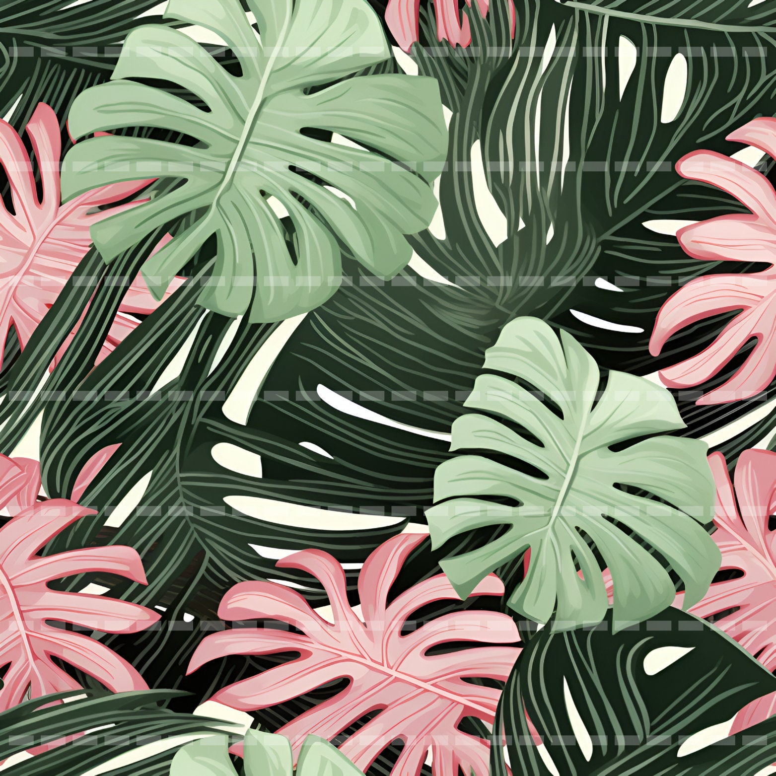 Monstera Leaves Printable Background Scrapbook Papers, 12x12 Seamless ...