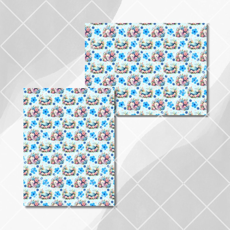 Snails & Caterpillars 8.5x11 Repeat Pattern Digital Paper Printable ...