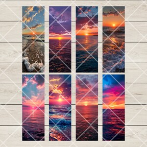 Ocean Sunset Printable Bookmarks Set of 8 Digital Download 11x8.5 PDF ...