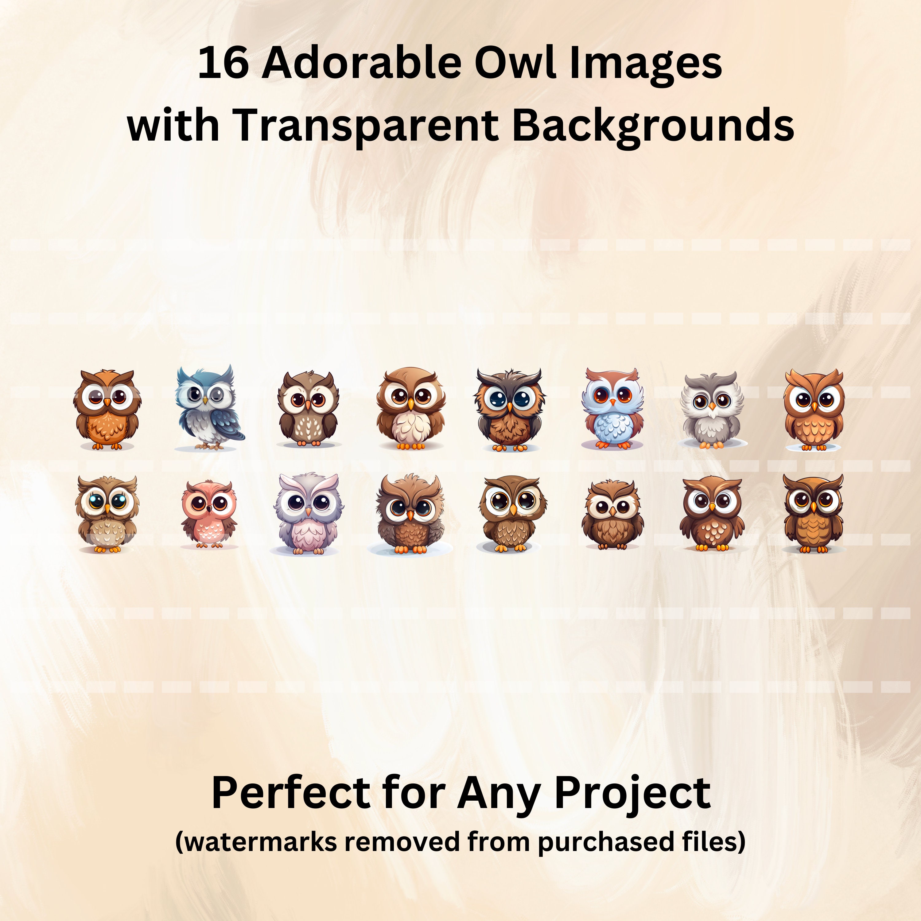 Cute Owl Clipart Set of 16 Clipart PNG Files Kawaii Owls Graphics ...