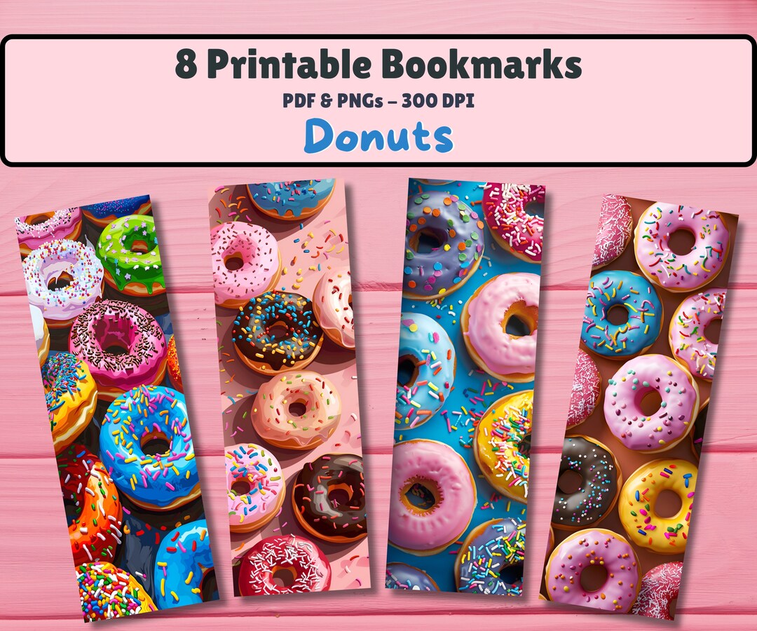 Printable Bookmarks Set of 8 Digital Download 11x8.5 PDF and Separate ...