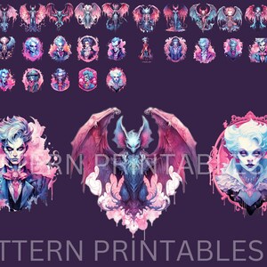 Pastel Vampires Clip Art Set, 30 Files, Instant Download, 300 DPI PNG ...