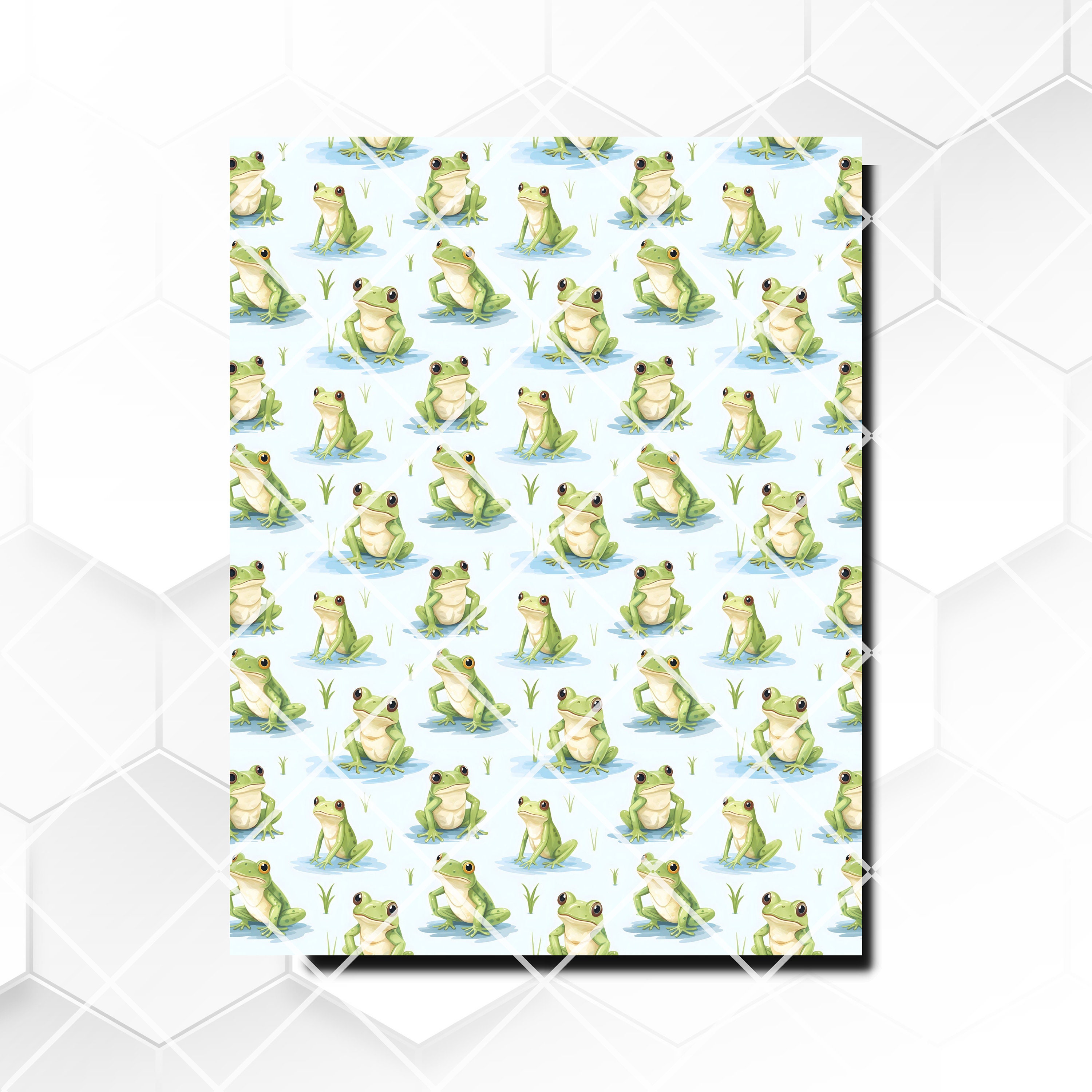 Cute Frogs Digital Paper, Printable Background Scrapbook Papers 8.5x11 ...
