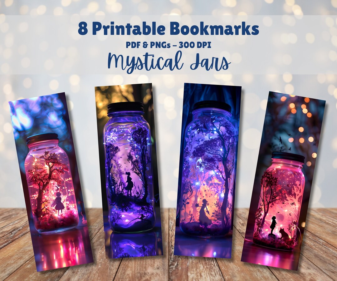 Mystical Jars Printable Bookmarks Set of 8 Digital Download 11x8.5 PDF ...