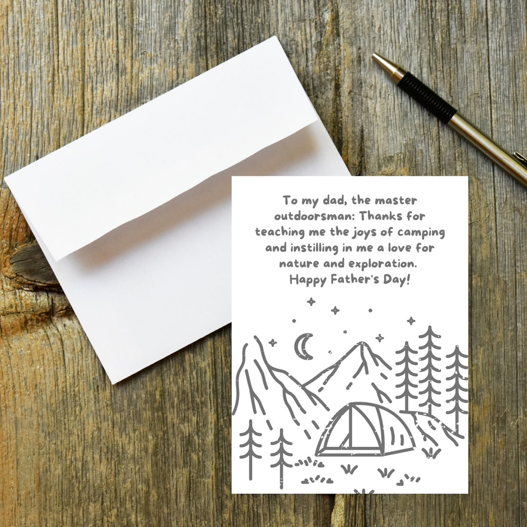 Camping Dad Father's Day Printable Greeting Card With DIY Printable ...