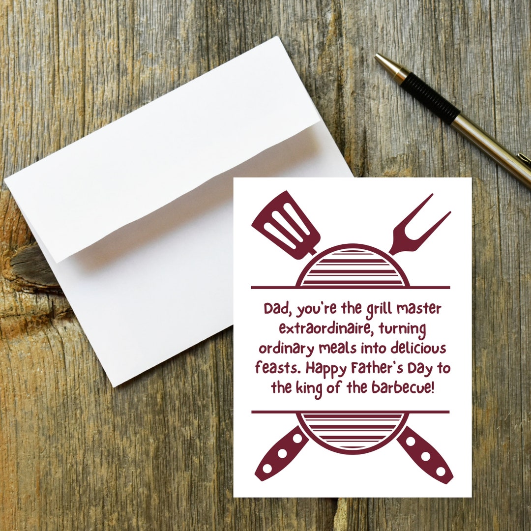 Grill Master Father's Day Printable Greeting Card With DIY Printable ...